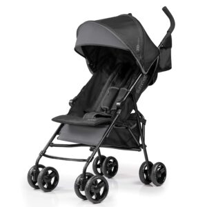 summer infant, 3d mini convenience stroller – lightweight stroller with compact fold multiposition recline canopy with pop out sun visor and more – umbrella stroller for travel and more, gray