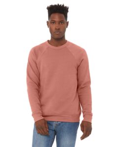 bella + canvas 3901 unisex sponge fleece crewneck sweatshirt mauve