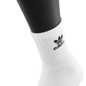 adidas Men's Athletic Moisture Wicking Cushioned Quarter-Cut TREFOIL Logo Socks 6-Pack/ 6-Pair (Shoe Size 6-12) WHITE