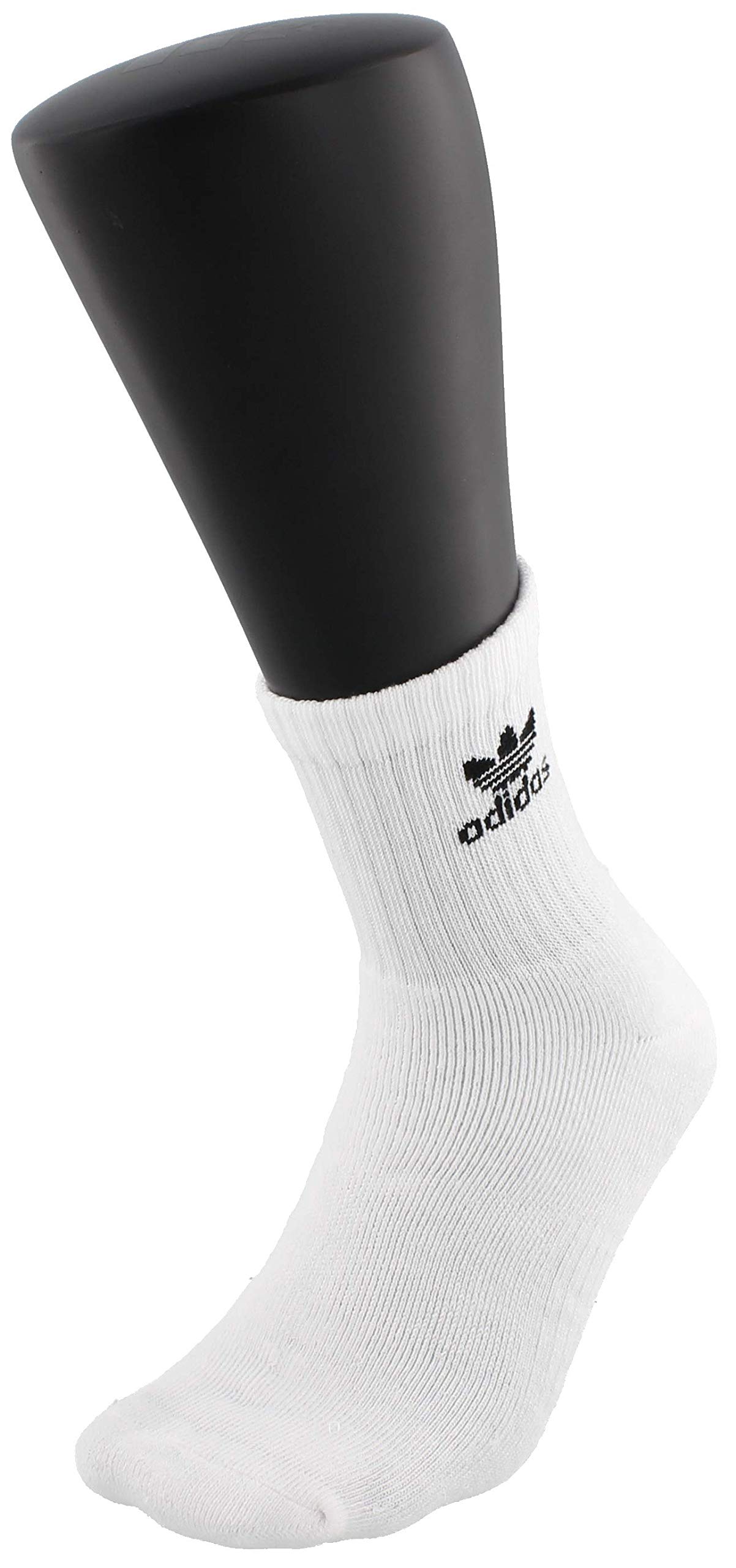 adidas Men's Athletic Moisture Wicking Cushioned Quarter-Cut TREFOIL Logo Socks 6-Pack/ 6-Pair (Shoe Size 6-12) WHITE