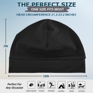 Headshion Cotton Skull Caps for Men Women,2-Pack Lightweight Beanie Sleep Hats Breathable Helmet Liner Black,Grey