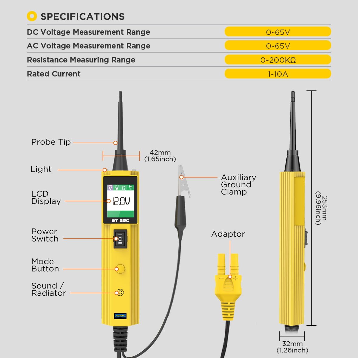 Car Circuit Probe Kit,12V 24V Automotive Circuit Tester Car Electrical System Test Tool Kit,AC DC Resistance Digital Voltage Tester,Short Finder,Relay Fuse Tester