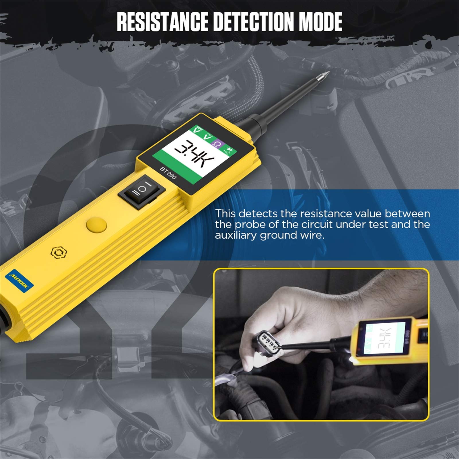 Car Circuit Probe Kit,12V 24V Automotive Circuit Tester Car Electrical System Test Tool Kit,AC DC Resistance Digital Voltage Tester,Short Finder,Relay Fuse Tester