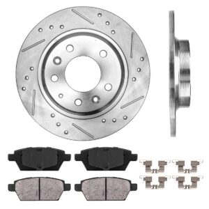 callahan rear brake kit for ford fusion lincoln mkz mazda 6 mercury milan replacement drilled & slotted brakes rotors and ceramic brake pads: 11.02" inch rotors