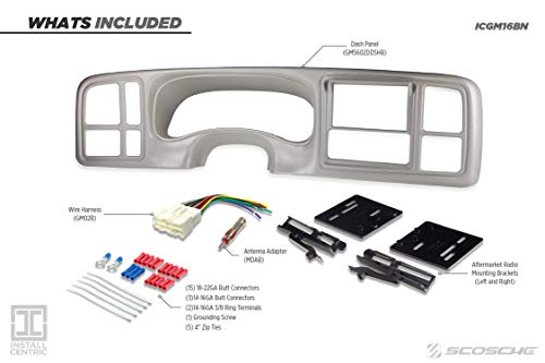 SCOSCHE Install Centric ICGM16BN Compatible with Select 1999-2002 GM Trucks ISO Double DIN Shale Complete Basic Installation Solution for Installing an Aftermarket Stereo,Black