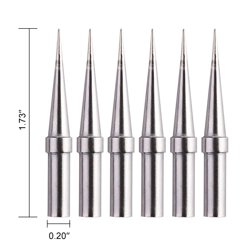 6pcs Replacement Tips Weller ET Soldering Iron Tips for WES51/50,WESD51,WE1010NA,PES51 / 50,LR21 ET Tip Series (6PCS-02)