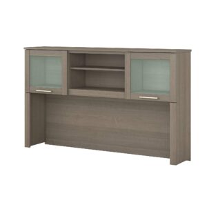 bush furniture somerset 60w desk hutch in ash gray, attachment with shelves and cabinets for home office