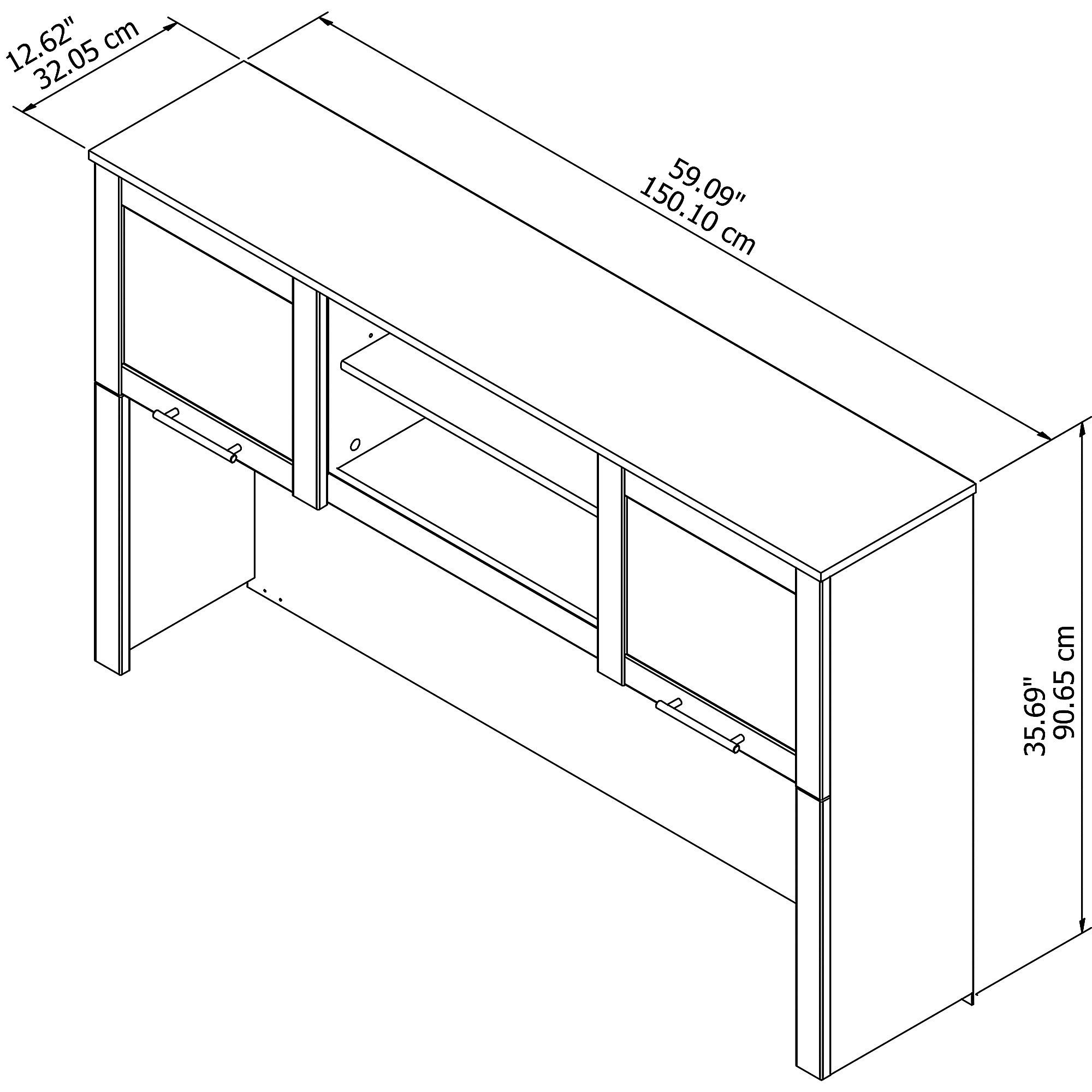 Bush Furniture Somerset 60W Desk Hutch in Ash Gray, Attachment with Shelves and Cabinets for Home Office