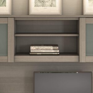 Bush Furniture Somerset 60W Desk Hutch in Ash Gray, Attachment with Shelves and Cabinets for Home Office