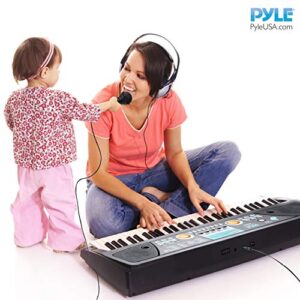 Pyle Digital Electronic Musical Keyboard-Kids Learning Keyboard 49 Keys Portable Electric Piano w/Drum Pad,Recording,Rechargeable Battery,Microphone-Pyle PKBRD4112 Black