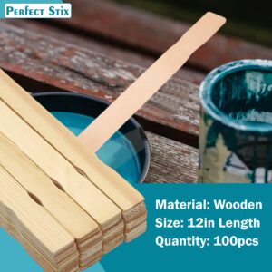 Perfect Stix - PS 12'' CRAFT/ PAINT PADD/STIR 100CT 12'' Premium Grade Craft Wood,Paint Paddles/Stirrers 100ct