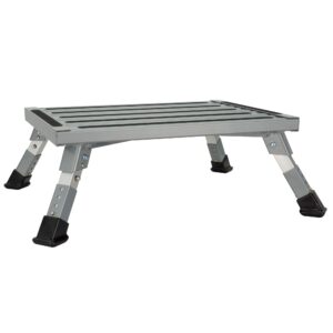 recpro rv aluminum platform step | rv portable step | adjustable height | supports up to 1000 lbs. | non-slip rubber feet