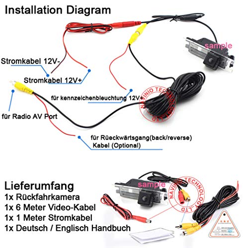 HDMEU HD Color CCD Waterproof Vehicle Car Rear View Backup Camera, 170° Viewing Angle Reversing Camera for Volvo S40 S40L V40 VSO S60 S60L V60 XC60 C70 V70 XC70 S80 S80L XC90 1995-2017