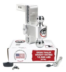 weigh safe adjustable trailer hitch ball mount, 8" adjustable drop hitch for 2.5" receiver w/ 2 pc keyed alike lock set, heavy duty aluminum trailer tow hitch w/chrome plated tow balls, 18,500 gtw