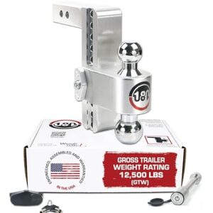 Weigh Safe Adjustable Trailer Hitch Ball Mount, 8" Adjustable Drop Hitch for 2.5" Receiver w/ 2 pc Keyed Alike Lock Set, Heavy Duty Aluminum Trailer Tow Hitch w/Chrome Plated Tow Balls, 18,500 GTW