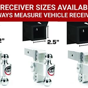 Weigh Safe Adjustable Trailer Hitch Ball Mount, 8" Adjustable Drop Hitch for 2.5" Receiver w/ 2 pc Keyed Alike Lock Set, Heavy Duty Aluminum Trailer Tow Hitch w/Chrome Plated Tow Balls, 18,500 GTW