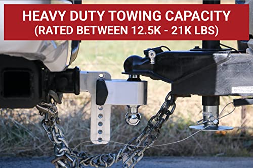 Weigh Safe Adjustable Trailer Hitch Ball Mount, 8" Adjustable Drop Hitch for 2.5" Receiver w/ 2 pc Keyed Alike Lock Set, Heavy Duty Aluminum Trailer Tow Hitch w/Chrome Plated Tow Balls, 18,500 GTW