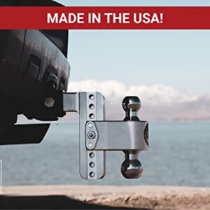 Weigh Safe Adjustable Trailer Hitch Ball Mount, 8" Adjustable Drop Hitch for 2.5" Receiver w/ 2 pc Keyed Alike Lock Set, Heavy Duty Aluminum Trailer Tow Hitch w/Chrome Plated Tow Balls, 18,500 GTW