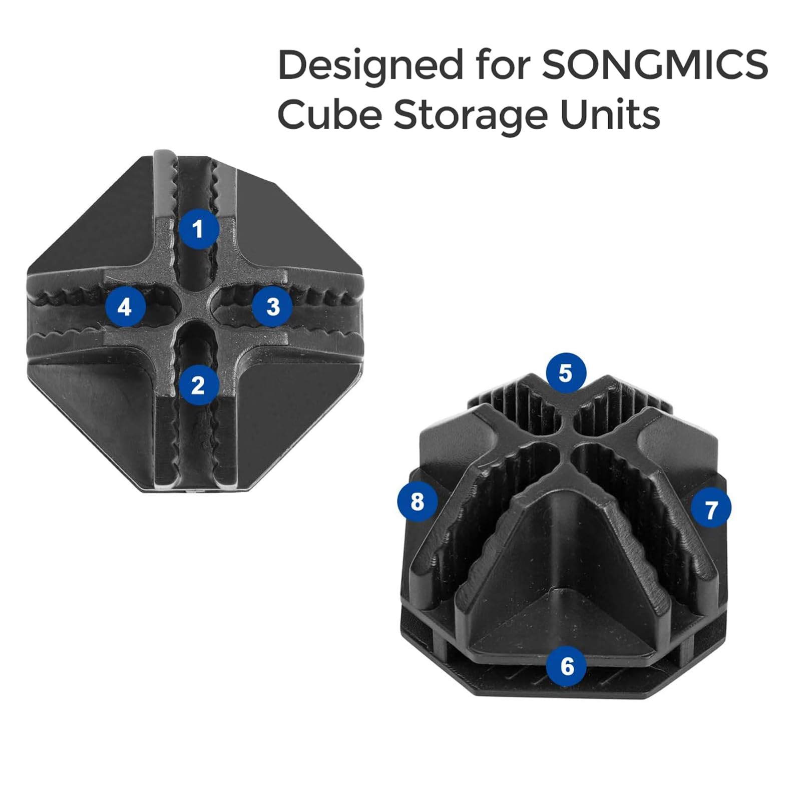 SONGMICS Plastic Connectors for DIY Wire Cube Storage Unit, 20 Pieces, ABS Connector with 8 Slots, Black AULPC0B20