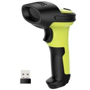 inateck barcode scanner, wireless scanner, 1 charge 180 days standby, 35m range, automatic scanning, bcst-60 green