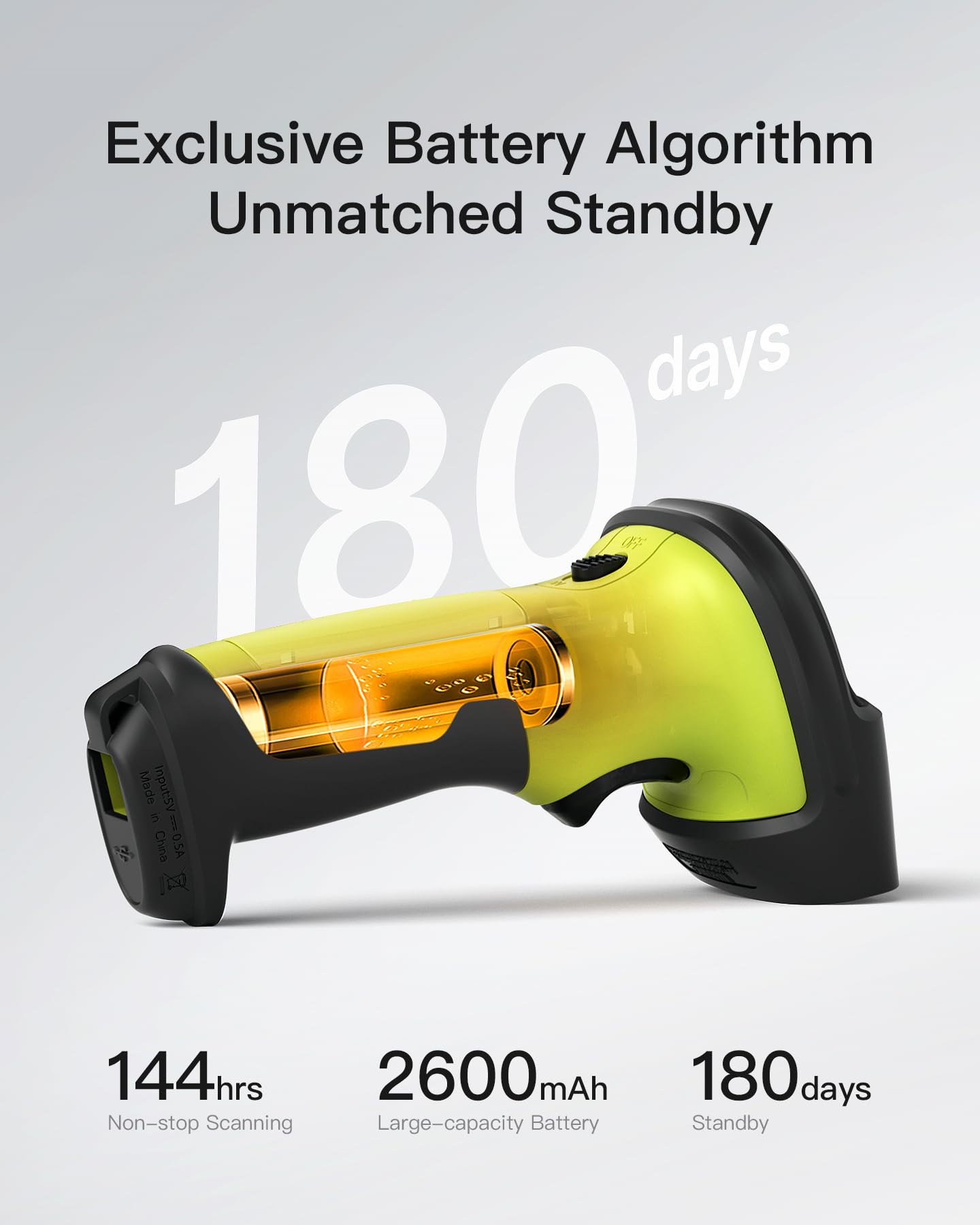 Inateck Barcode Scanner, Wireless Scanner, 1 Charge 180 Days Standby, 35M Range, Automatic Scanning, BCST-60 Green