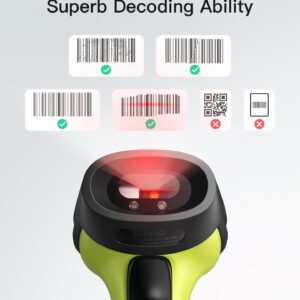 Inateck Barcode Scanner, Wireless Scanner, 1 Charge 180 Days Standby, 35M Range, Automatic Scanning, BCST-60 Green