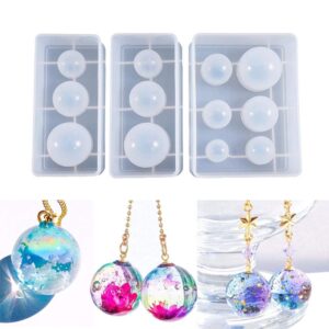 silicone ball mold, dyai 3pcs resin epoxy mold, universe spheroid moulds, orbs pendant casting molds for uv resin crafts, diy jewelry making