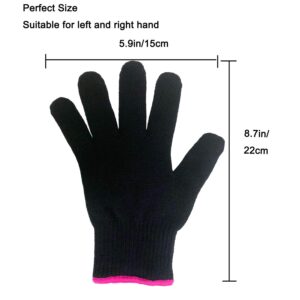 2 Professional Heat Resistant Gloves for Hair Styling Heat Blocking for Curling, Flat Iron and Curling Wand Suitable for Left and Right Hands