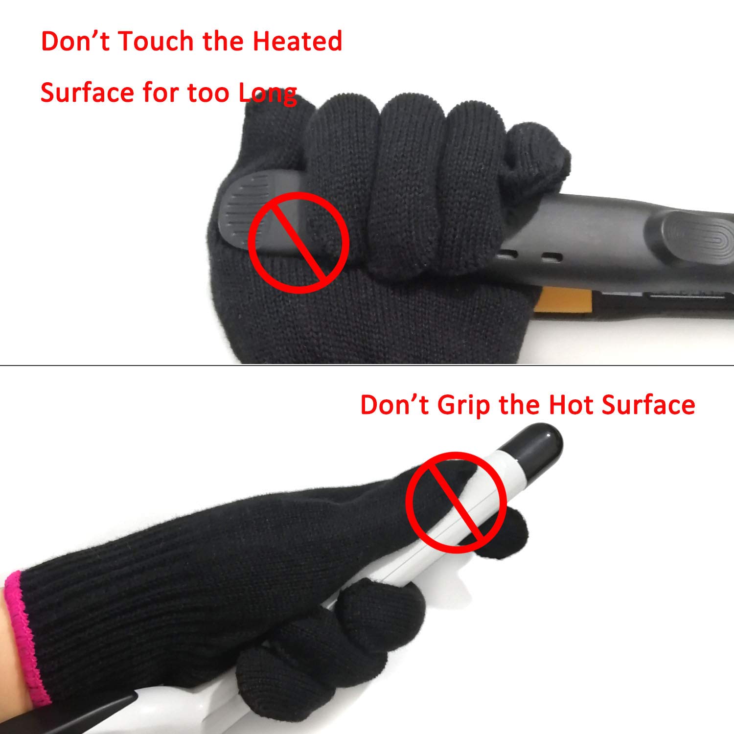 2 Professional Heat Resistant Gloves for Hair Styling Heat Blocking for Curling, Flat Iron and Curling Wand Suitable for Left and Right Hands