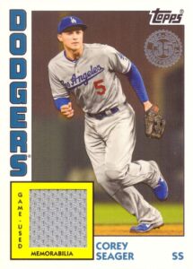 2019 topps 1984 relics #84r-cs corey seager game worn dodgers jersey baseball card