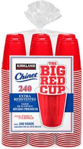 kirkland signature chinet 18 oz red plastic cups (240count),, ()