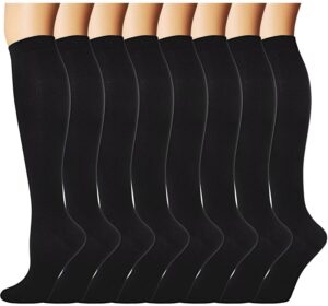 double couple 8 pairs compression socks men women 20-30 mmhg knee high compression stockings for sports support socks