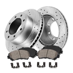 callahan front brake kit for ford f250 f350 super duty 4wd drilled and slotted brake rotors and ceramic brake pads