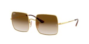 ray-ban women's rb1971 square sunglasses, gold/clear gradient brown, 54 mm