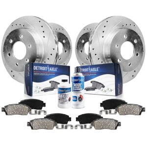 detroit axle - 6-lug brake kit for ford f-150 drilled & slotted brake rotors 2010 2011 ceramic brakes pads front and rear replacement