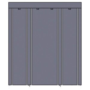 59" SP512 Portable Closet Organizer Non-Woven Fabric Clothes Wardrobe Closet Shelves,Quick and Easy to Assemble (Grey)