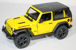 kinsmart 2018 jeep wrangler rudicon hard top yellow 5" 1:34 scale die cast metal model toy w/ pullback action