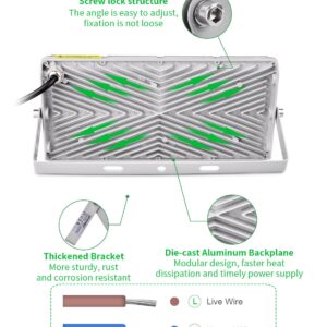 Viugreum 100W LED Flood Light, 8000LM 6000K Daylight White, 500W Halogen Bulb Equivalent, Super Bright Slim Outdoor Work Light IP66 Waterproof Security Light Fixture for Garage, Garden, Lawn, Yard