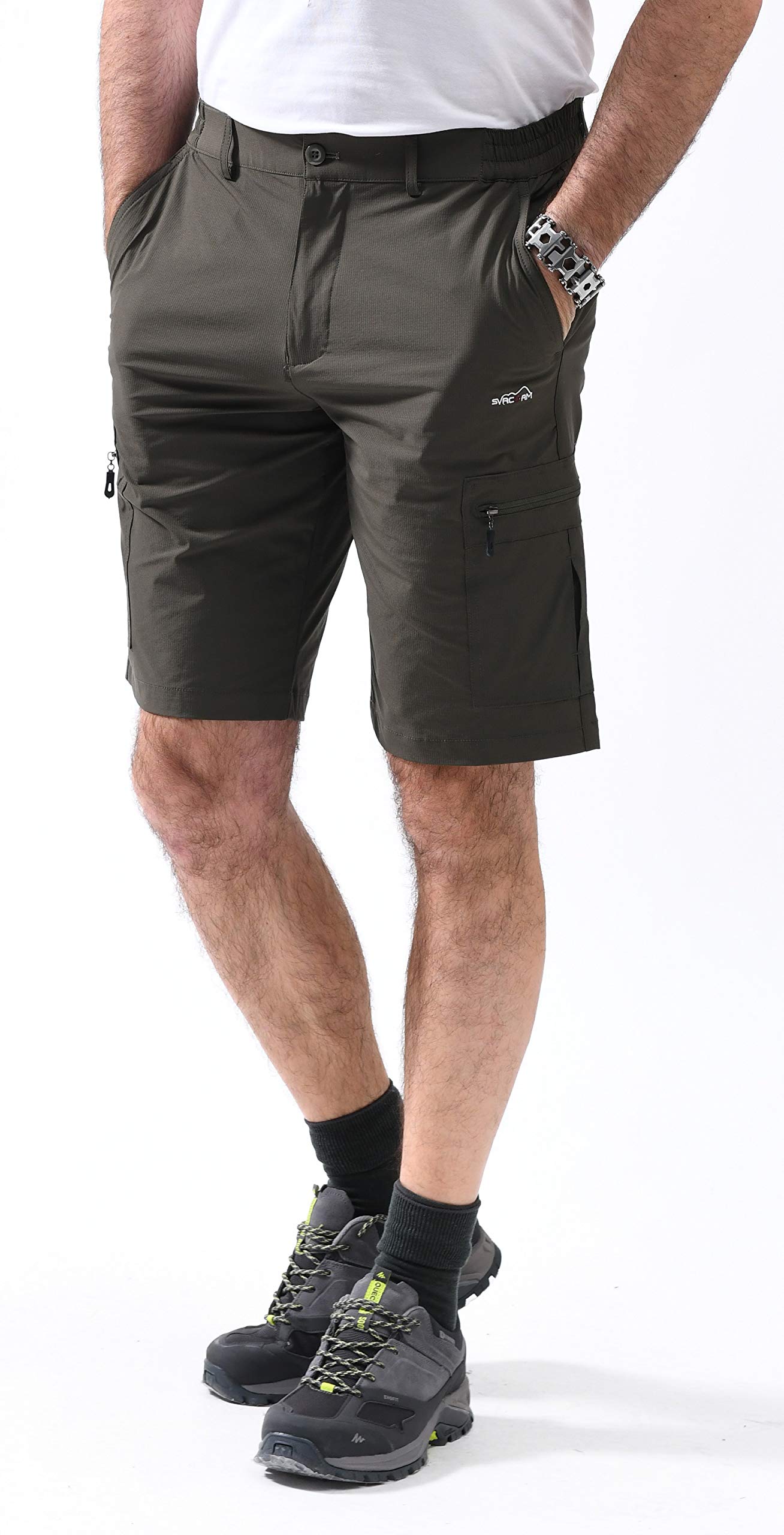 SVACUAM Men's Relaxed Fit Stretch Quick Dry Work Shorts(Army Green,38)