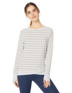 danskin women's crisscross tunic pullover sweatshirt (xx-large, cream heather/grey stripe)