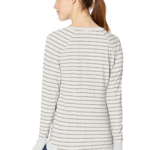 Danskin Women's Crisscross Tunic Pullover Sweatshirt (XX-Large, Cream Heather/Grey Stripe)