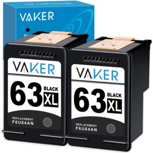 vaker remanufactured ink cartridge replacement for hp 63 63xl combo pack for officejet 3830 5255 5258 5200 4650 4655 envy 4520 4510 deskjet 3631 3639 3632 3634 printer (2 black)