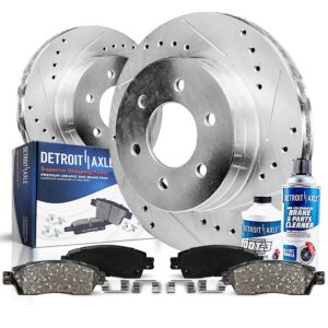 detroit axle - front brake kit for 10-20 ford f-150, 10-21 expedition lincoln navigator 2010 2011 2012 2013 2014 2015 2016 2017 2018 2019 2020 drilled slotted disc brake rotors brakes pads replacement