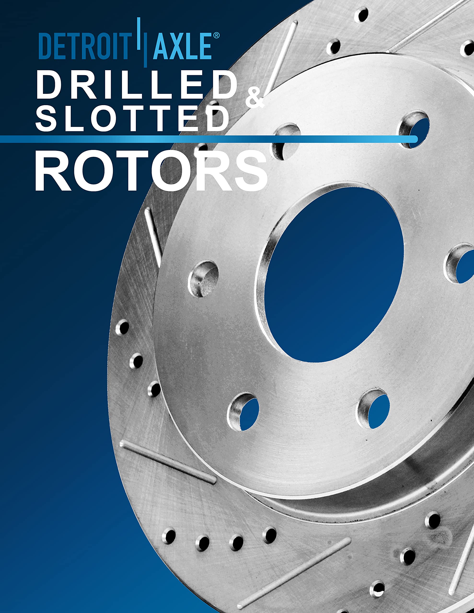 Detroit Axle - Brake Kit for 2012-2020 Ford F-150 [w/Manual Parking Brake] Drilled & Slotted Brake Rotors Ceramic Brakes Pads 2013-2019 Front and Rear Replacement : 13.78" Front & 13.70" Rear Rotors