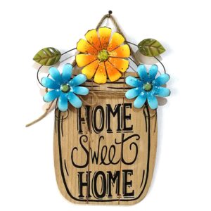 wooden diy welcome sign for front door home decoration, flower decor hanging pendant tags craft sig home wall door ornaments with string