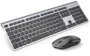 rechargeable wireless keyboard mouse-j joyaccess 2.4g full size thin wireless keyboard and mouse with long battery life, ergonomic and compact design for laptop,pc,desktop,computer,windows-black& grey