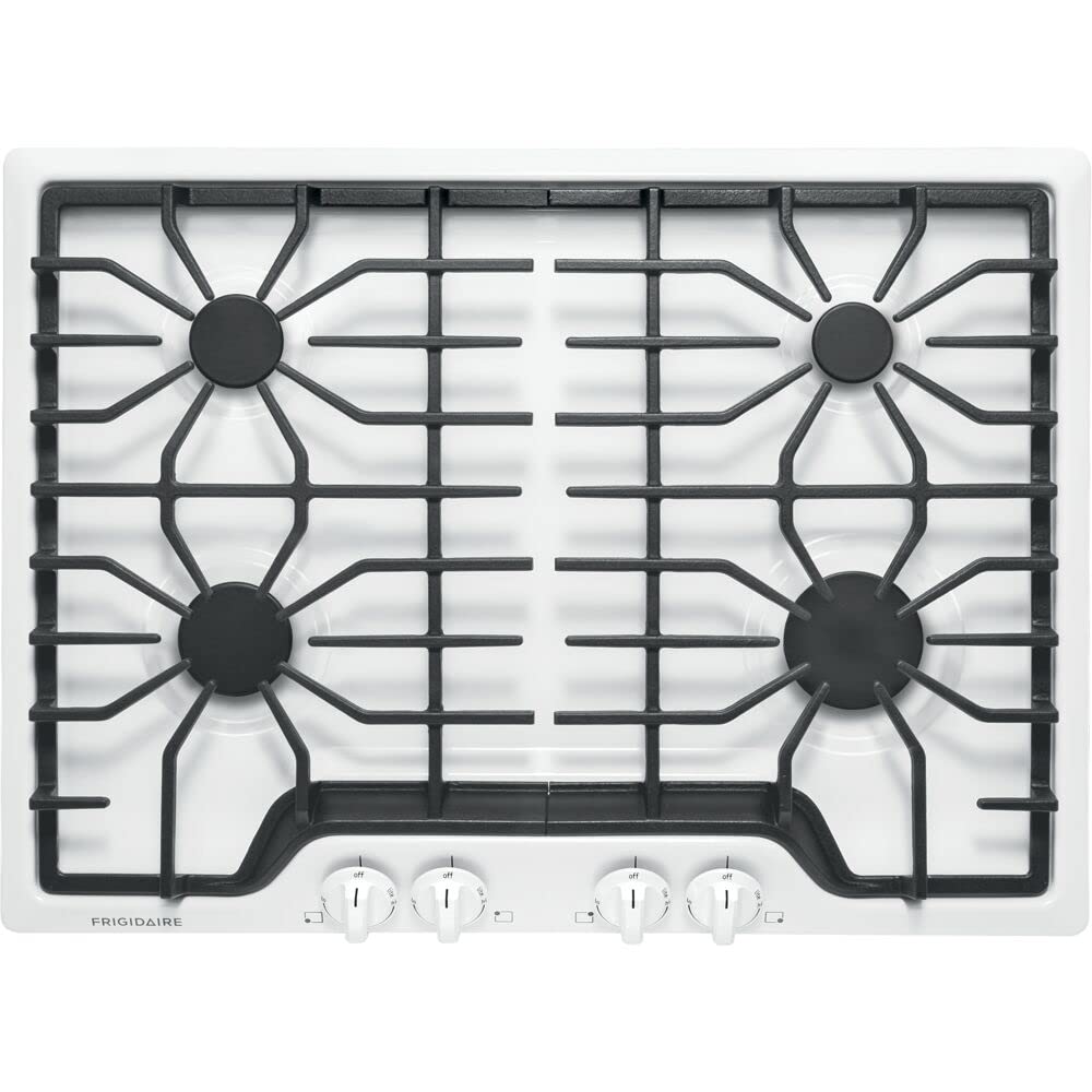 Frigidaire FFGC3026SW 30" ADA Compliant Gas Cooktop with 41500 Total BTU 4 Sealed Burners Continuous Cast Iron Grates Electronic Pilotless Ignition and Ready-Select Controls in White