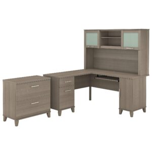 bush furniture somerset l shaped desk with hutch and lateral file cabinet