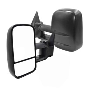 aerdm new pair towing mirrors manual operated textured black telescoping trailer side mirrors fit chevy/gmc/cadillac silverado sierra avalanche suburban tahoe yukon xl escalade ext esv