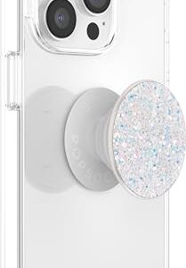 PopSockets Phone Grip with Expanding Kickstand, Glitter PopGrip - White